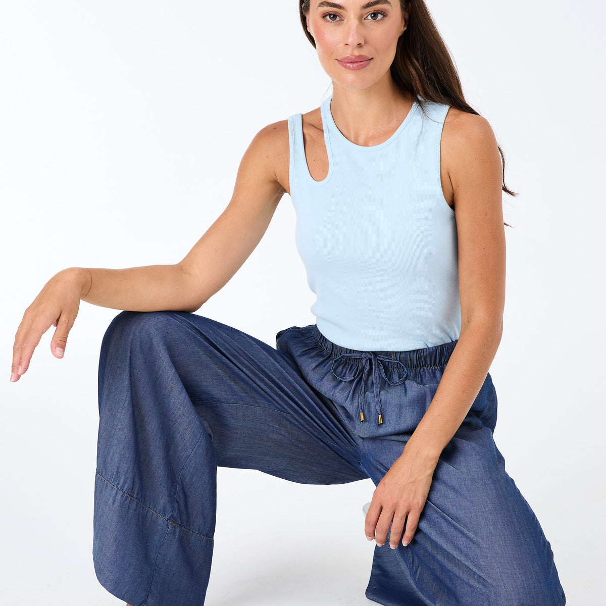Cut Out Rib Tank - Cashmere Blue – Dharma Bums