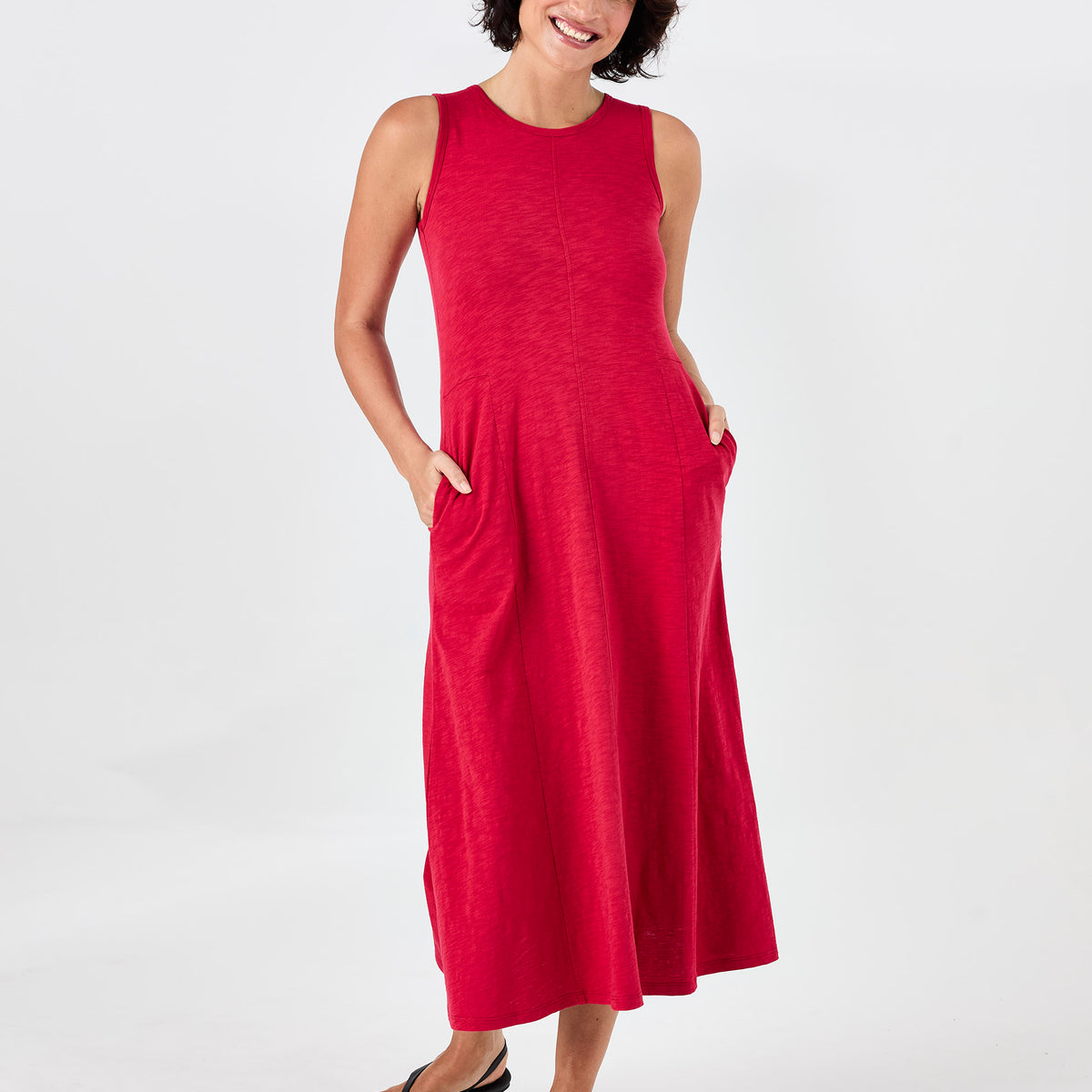 Textured Slub Dress - Cherry – Dharma Bums
