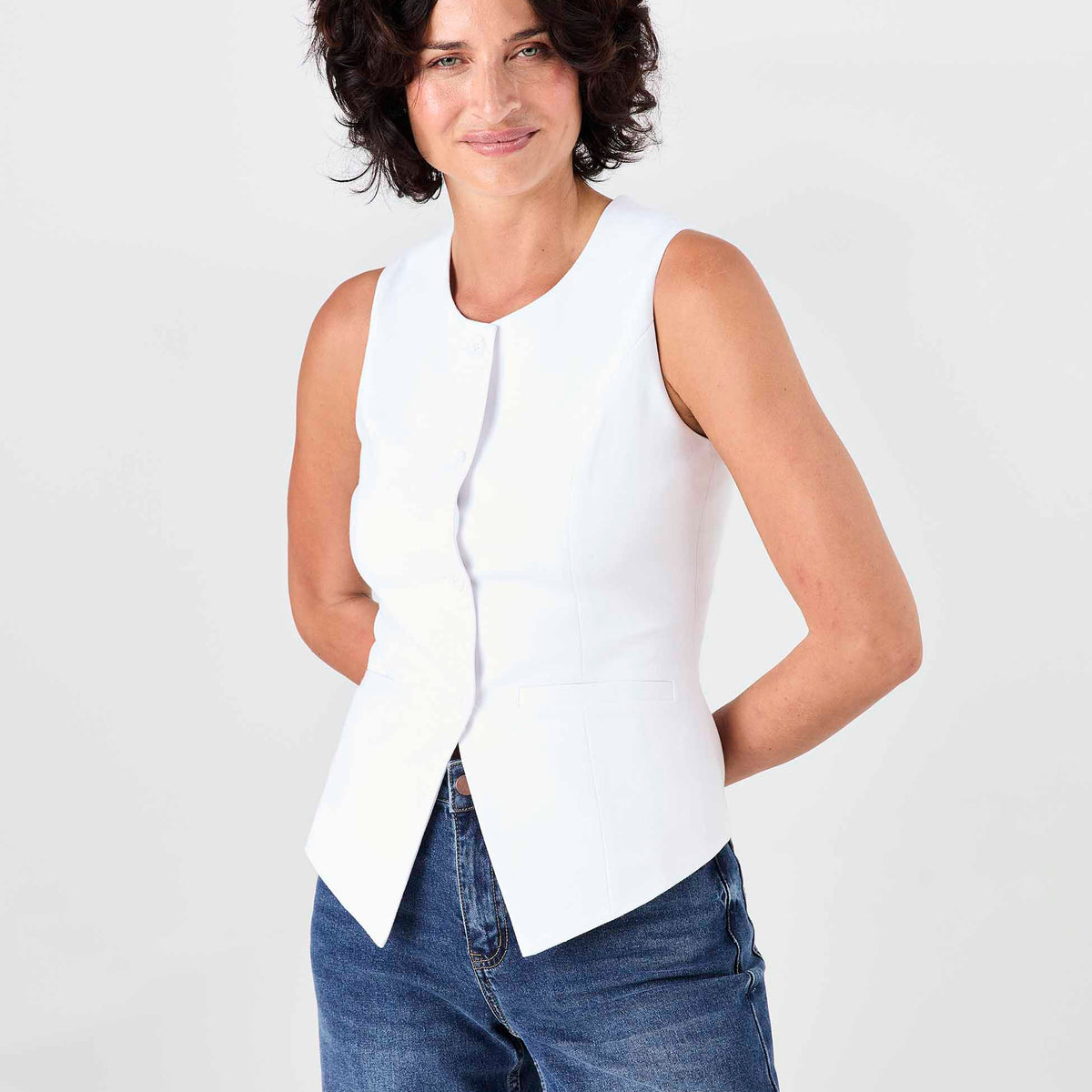 Fitted Waistcoat - White – Dharma Bums