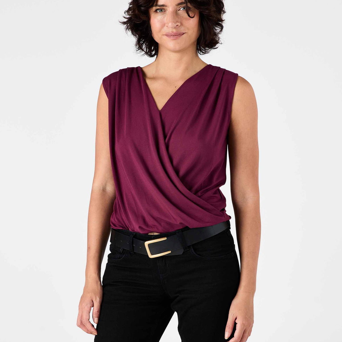 Athena Drape Top - Ruby – Dharma Bums